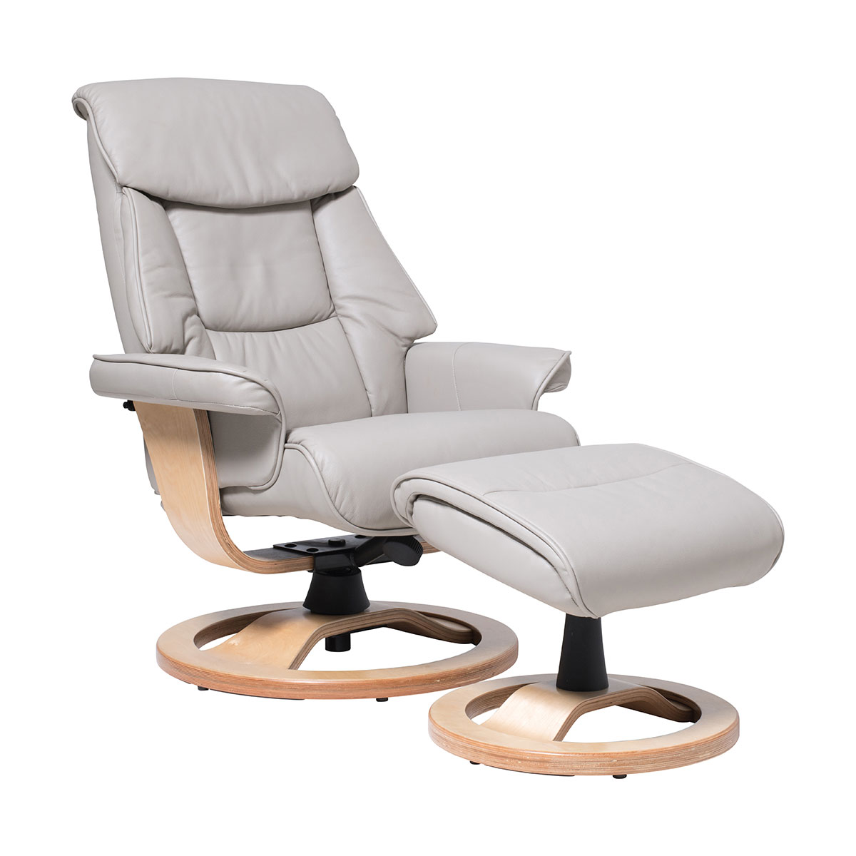 Reggie Recliner Chair + Ottoman in Grey / Natural Leg by OZ Design ...
