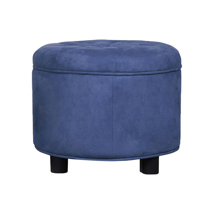 Alex Suede Fabric Round Storage Ottoman, Blue by Everblooming - Style ...