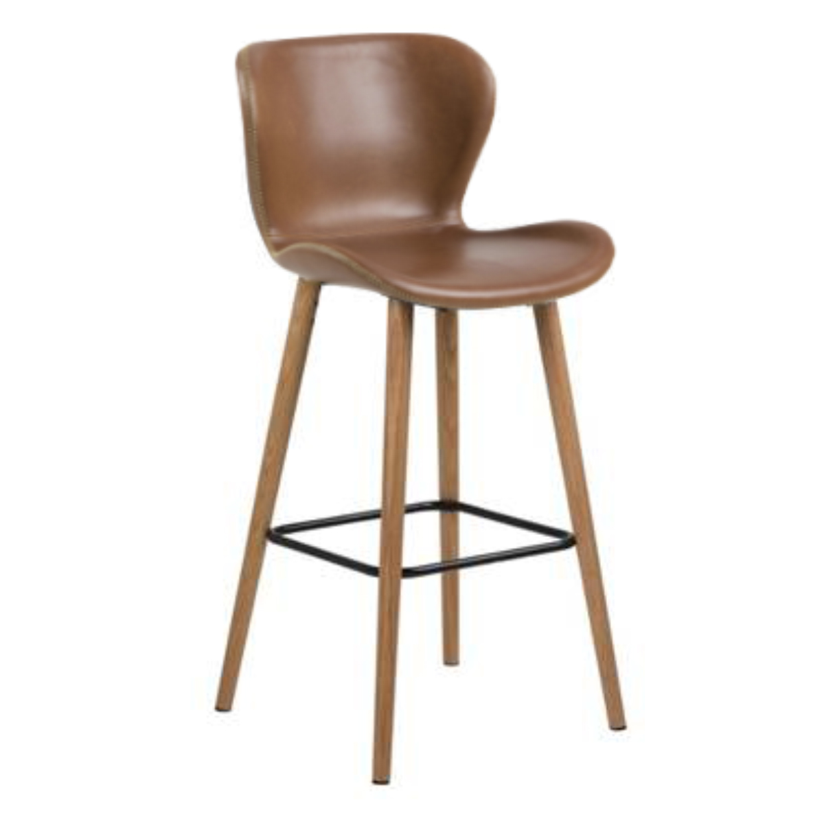 Batilda Bar Chair in Brandy PU / Oak Leg by OZ Design - Style Sourcebook
