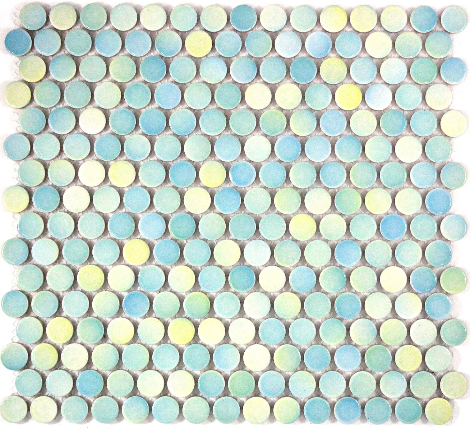 Camden Penny Round Light Green Mix Gloss Glazed Mosaic Tile by Tile ...
