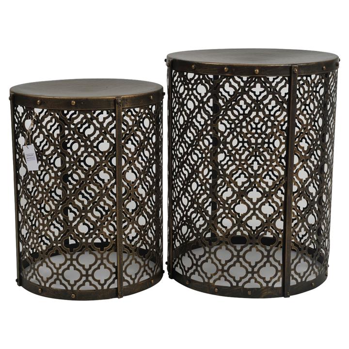 Jaipur 2 Piece Iron Round Side Table Set by Casa Sano - Style Sourcebook