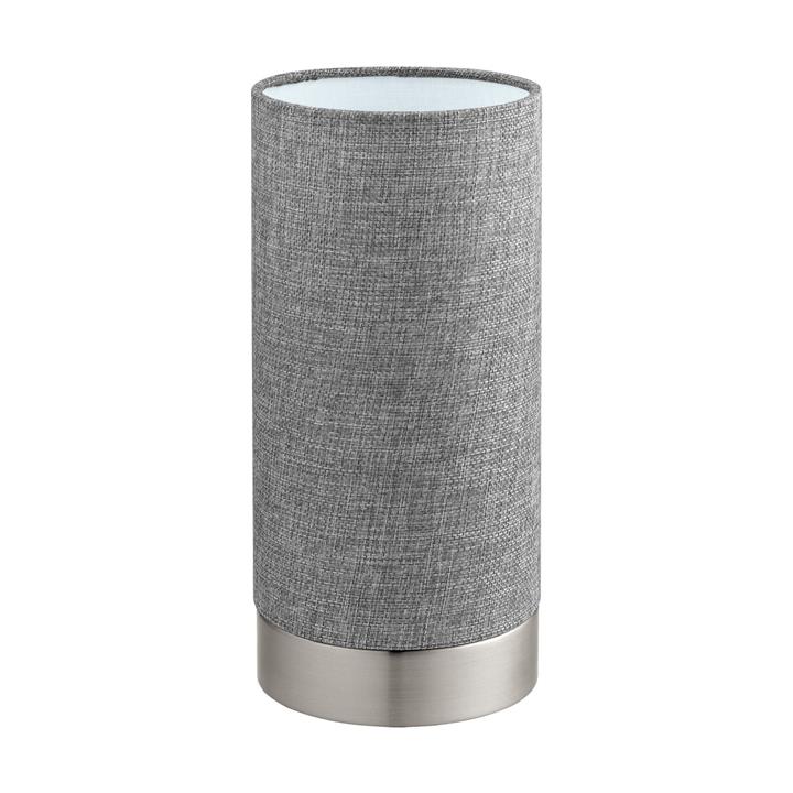 Pasteri Fabric Tube Table Lamp, Grey / Satin Nickel by Eglo - Style ...