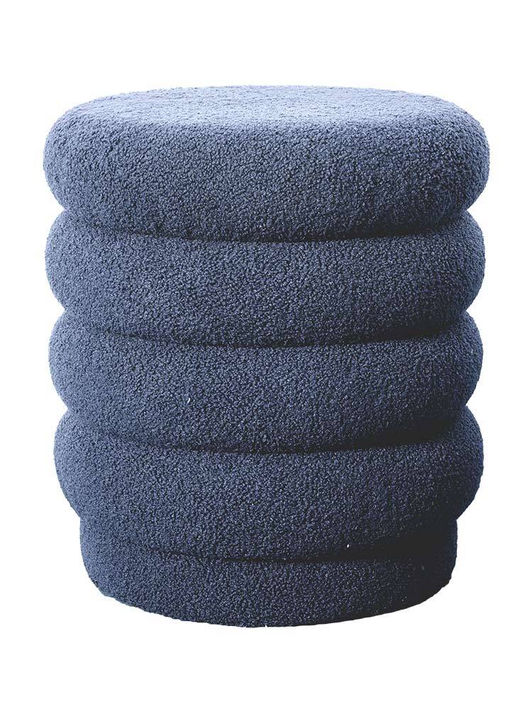 Lucia Round Boucle Stool Blue by Urban Road - Style Sourcebook