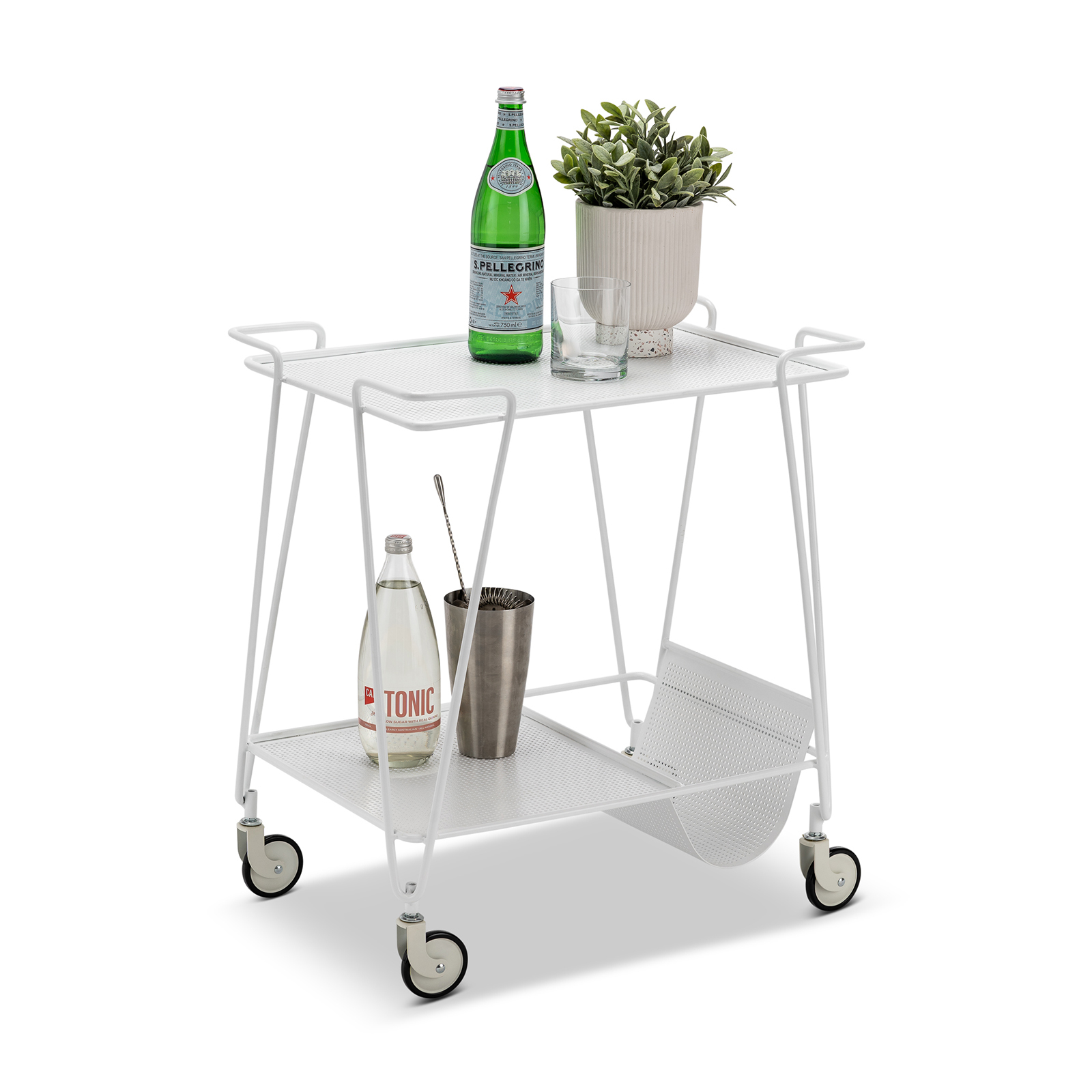 Kian Steel Bar Cart, Matte White by L3 Home - Style Sourcebook