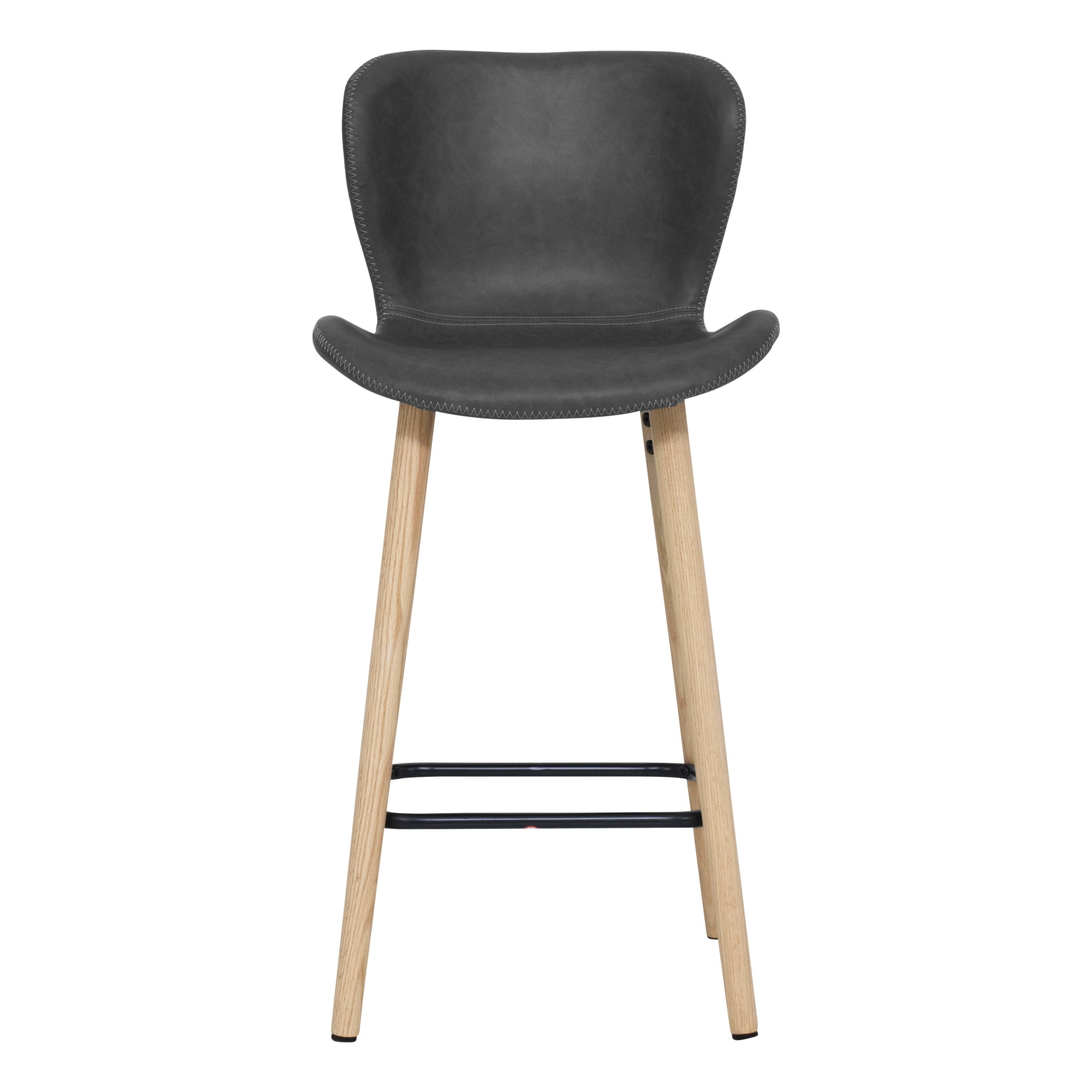 Batilda Bar Chair in Black PU / Oak Leg by OZ Design - Style Sourcebook