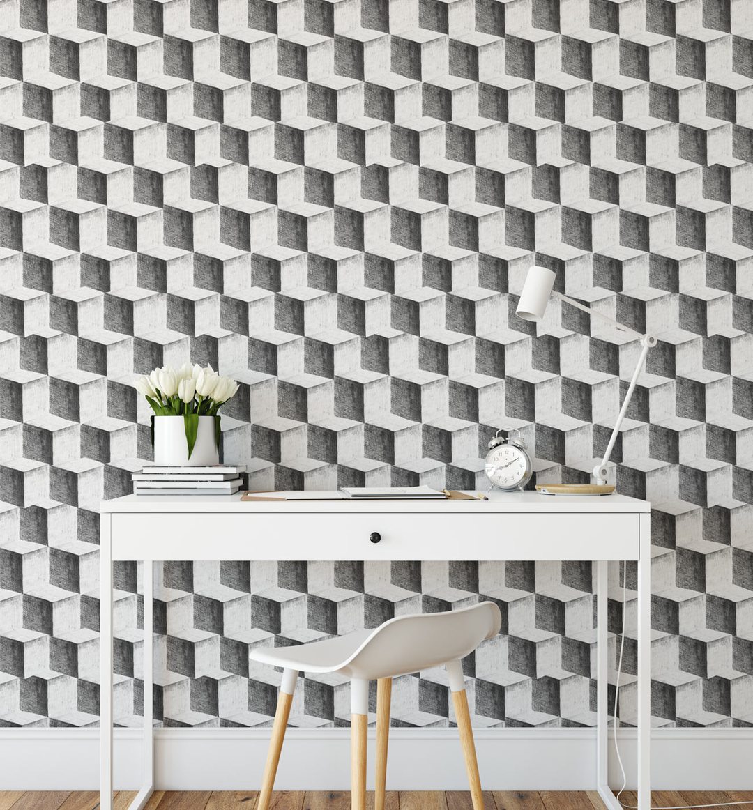 Sketchy Cubes Wallpaper by oliveetoriel.com - Style Sourcebook