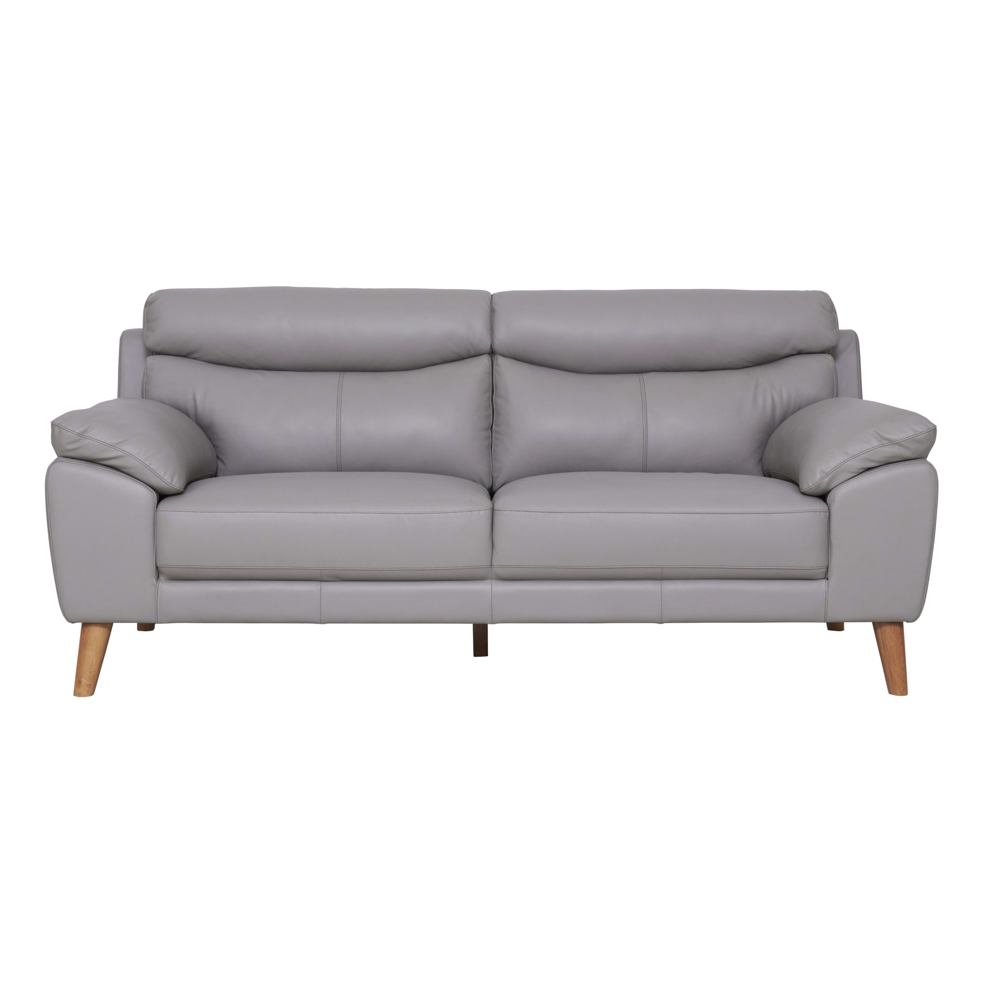 Bronco 3 Seater Sofa in Leather Pewter by OZ Design - Style Sourcebook