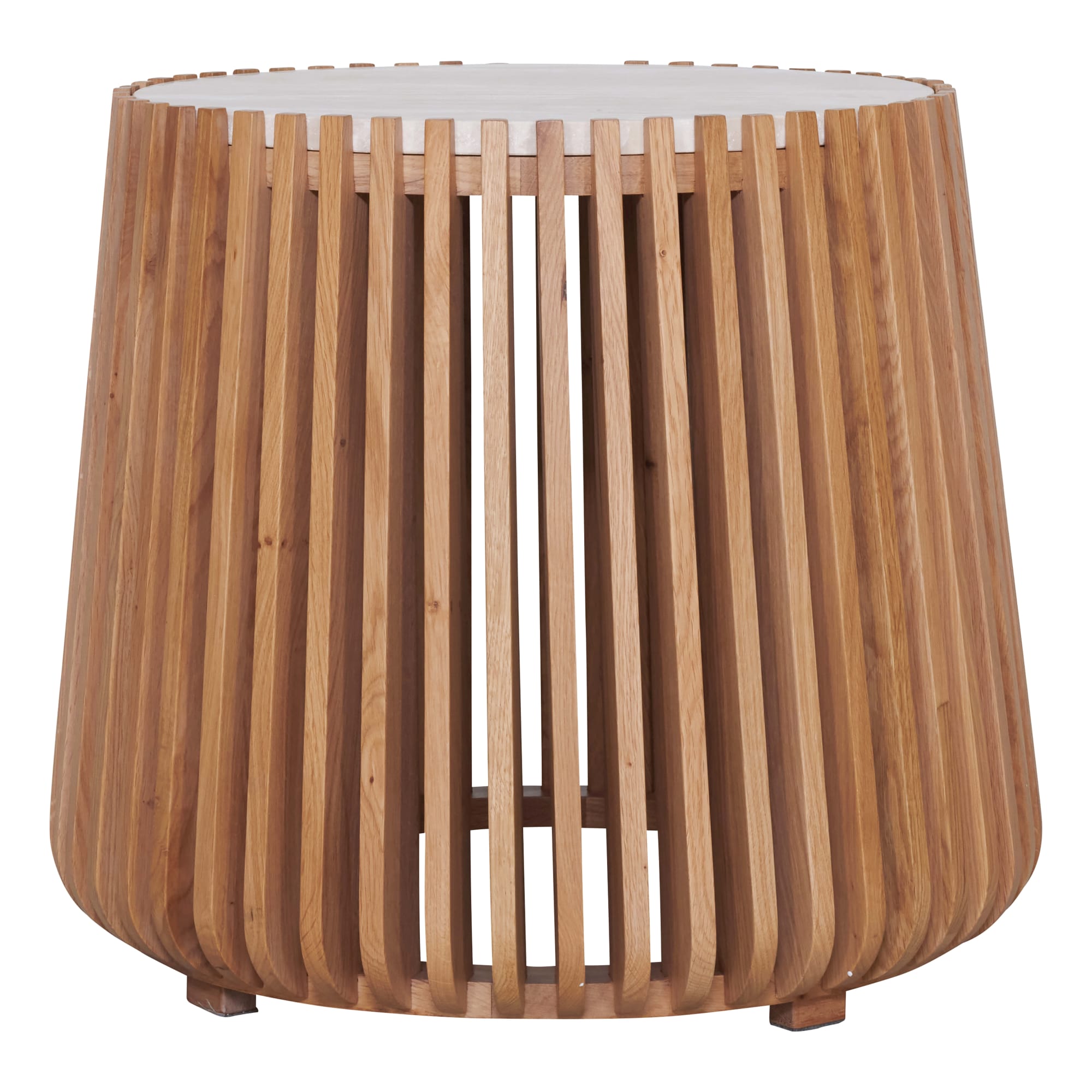Pila Round Side Table 60cm in American Oak / Italian Travertine by ...