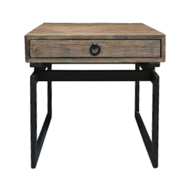 Torano Reclaimed Elm Timber & Iron Side Table by Montego - Style Sourcebook