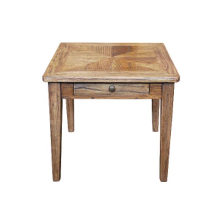 Auberge Parquetry Reclaimed Elm Timber Side Table by Montego - Style Sourcebook