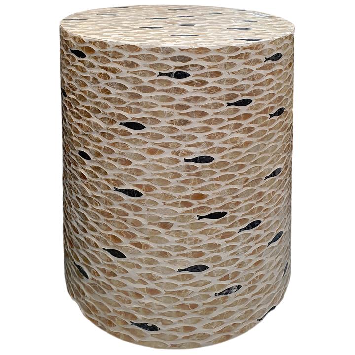 Kini Capiz Shell Round Accent Stool / Side Table by Casa Uno - Style ...