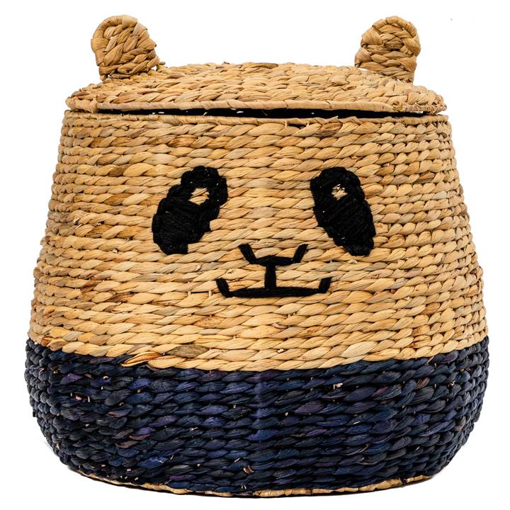Ankara Water Hyacinth Kids Storage Bucket, Panda by Casa Sano - Style ...