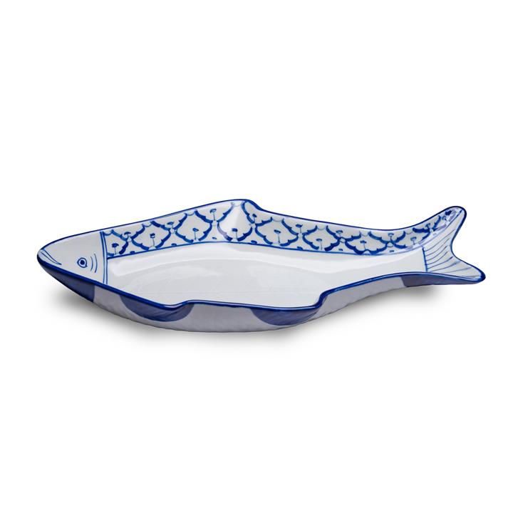 Miyako Hand Painted Ceramic Deep Fish Plate, Large by LIVGGO - Style ...