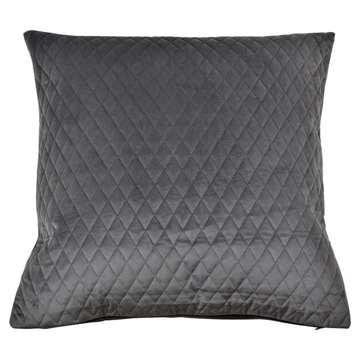 Bolero Quilted Velvet Euro Cushion, Grey by COJO Home - Style Sourcebook