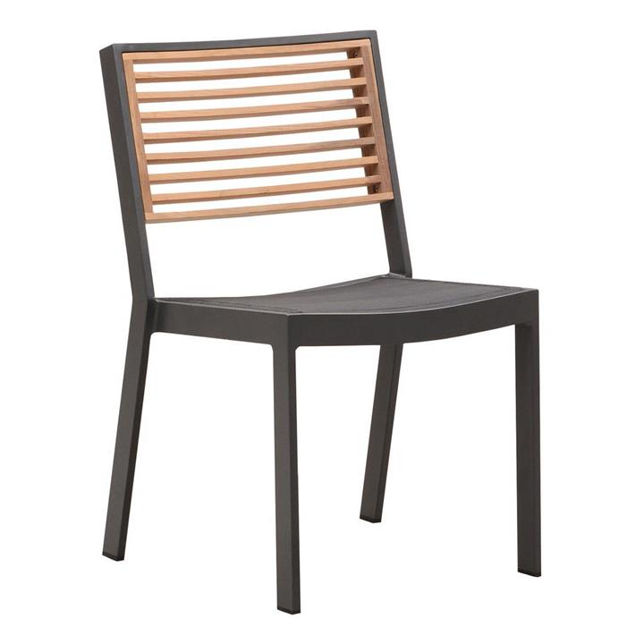 Indosoul St Lucia Teak Timber & Metal Outdoor Dining Chair, Charcoal by ...