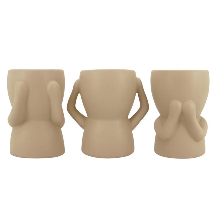 Three Wisdom Pots Ceramic Planter Set, Latte by NF Living - Style ...