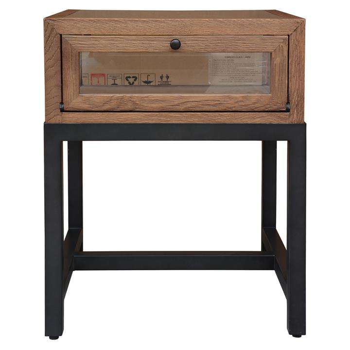 Hamlyn Oak Timber & Metal Square Side Table by Dodicci - Style Sourcebook