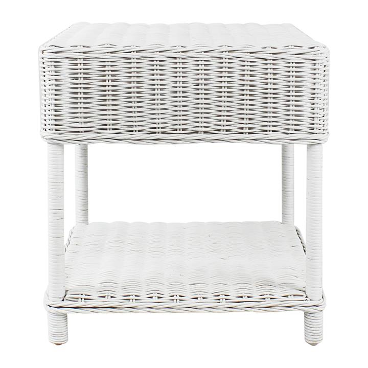 Hamilton Rattan Square Side Table, White by ETC - Style Sourcebook