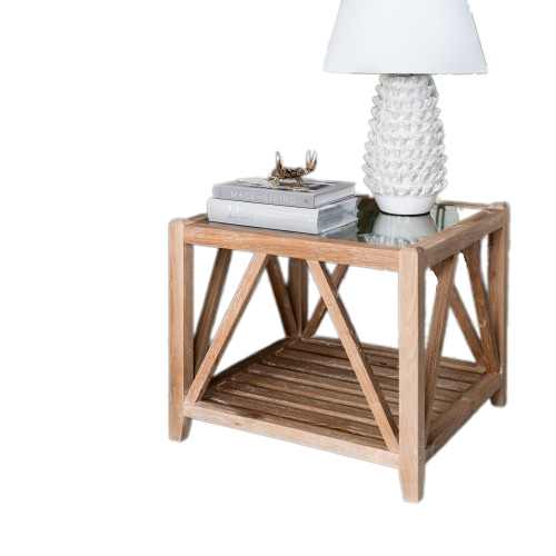 Samuel' Oak & Glass Side Table Oak by Style My Home - Style Sourcebook