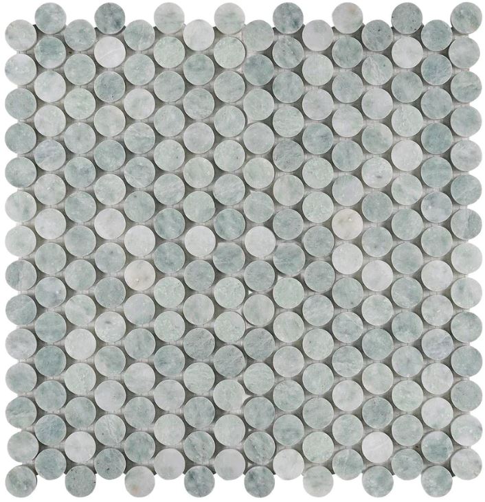 PENNY ROUND GREEN HONED MOSAIC by Amber - Style Sourcebook