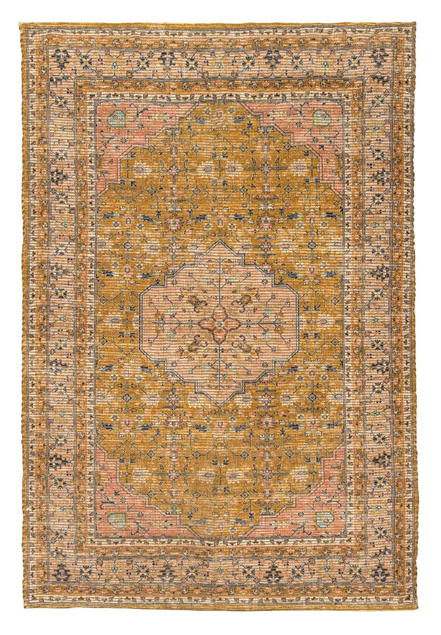 Sissa Mustard and Peach Floral Distressed Rug by Miss Amara - Style ...