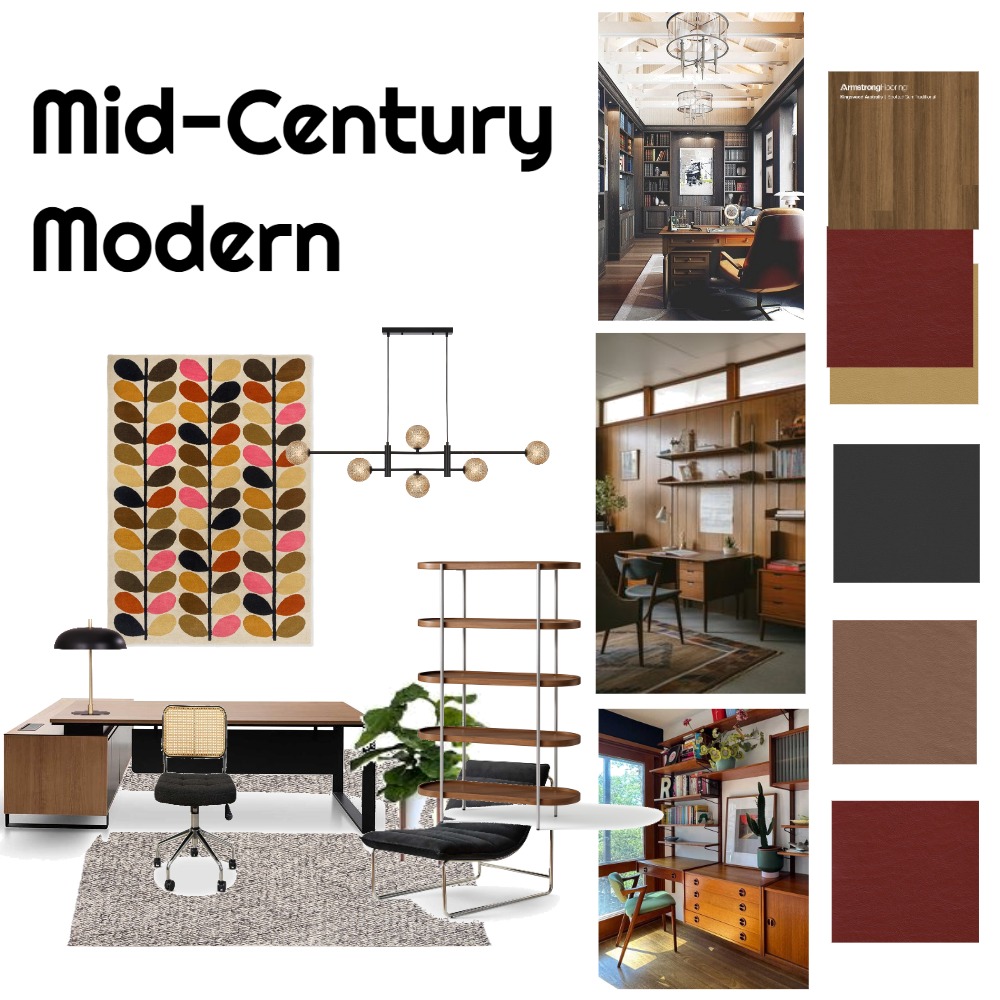 Mid Century Modern Study Interior Design Mood Board by brett.goodwin ...