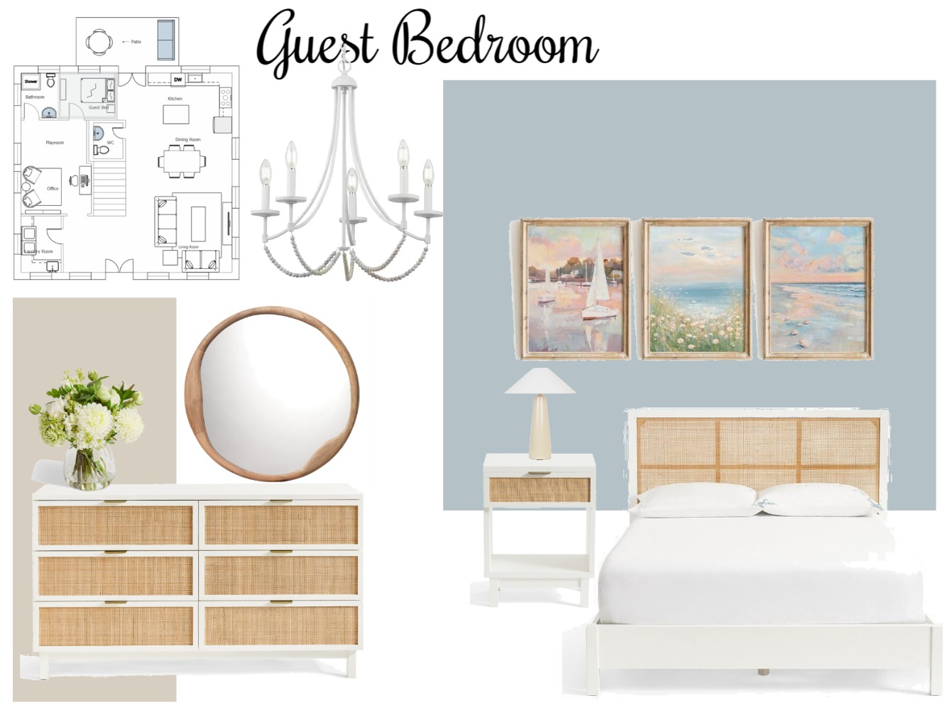 Guest Bedroom Sample Board - Module 9 - Chloe Ray Interior Design Mood ...